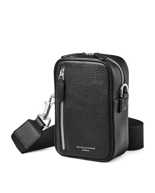 Aspinal of London Leather North South Reporter Messenger Bag in Black ...