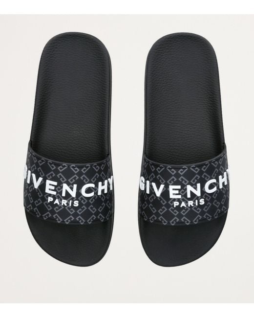 Givenchy Rubber Monogram Logo Slides in Black for Men | Lyst
