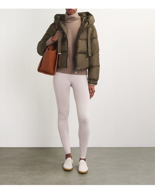 Max Mara Down Cropped Puffer Jacket in Green | Lyst UK