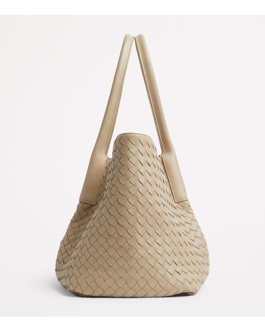 Bottega Veneta Small Leather Reversible Intrecciato Pinacoteca Tote Bag in Natural | Lyst