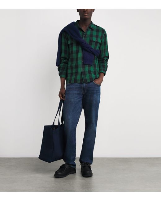Polo Ralph Lauren Cotton Flannel Check Overshirt in Green for Men | Lyst