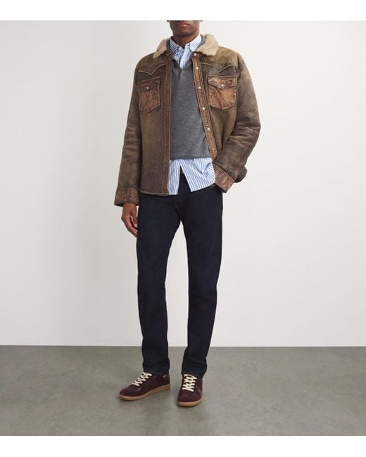 Polo Ralph Lauren Leather-Shearling Western Jacket in Brown for Men | Lyst