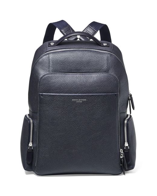 Aspinal of London Pebbled Leather Reporter Zipped Backpack in Blue for ...
