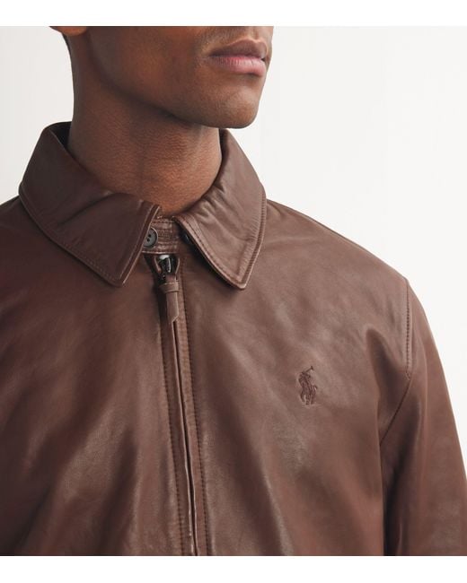 Polo Ralph Lauren Lambskin Windbreaker Leather Jacket in Brown for Men ...