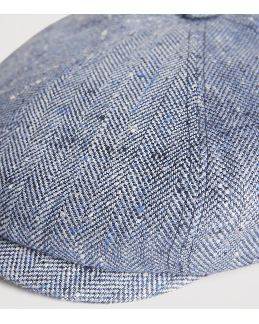 Stetson Silk-Linen Herringbone Flat Cap in Blue for Men | Lyst