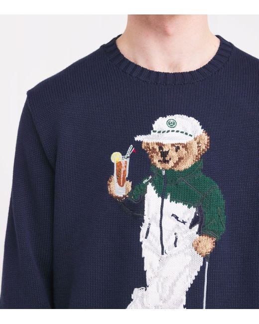 Ralph Lauren Cotton-Blend Polo Bear Sweater in Blue for Men | Lyst