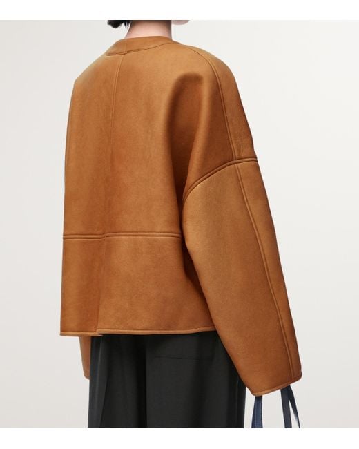 Loewe Shearling Cardigan in Brown | Lyst