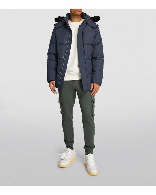 Moose Knuckles Fur-Trim Cloud Down Jacket in Blue for Men | Lyst