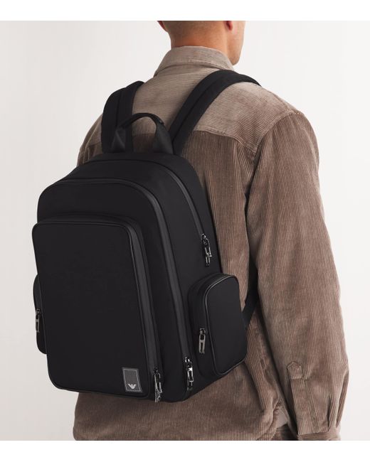 Emporio Armani Double-Compartment Backpack in Black for Men | Lyst