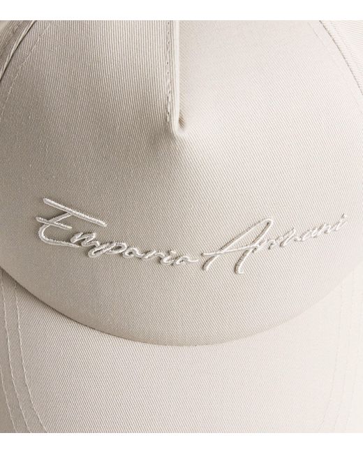 Emporio Armani Script Logo Baseball Cap in Natural for Men | Lyst UK