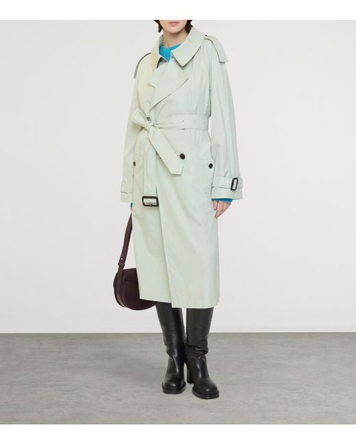 Burberry Cotton Canvas Fitzrovia Trench Coat in White | Lyst UK