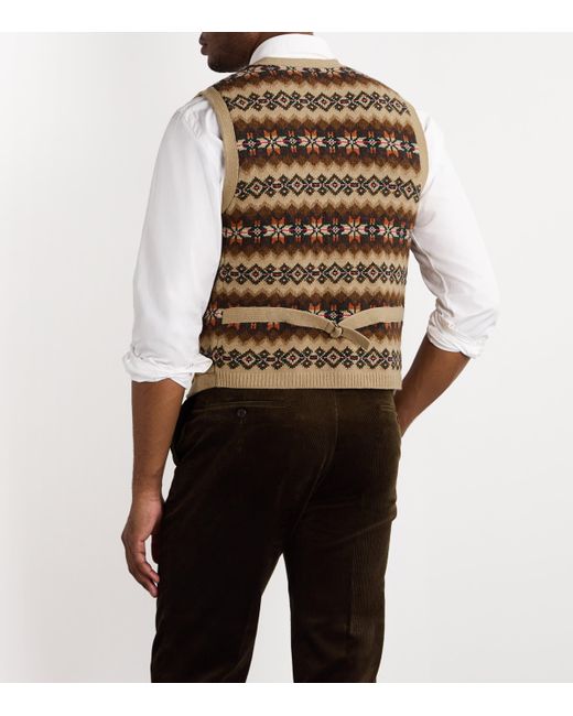 Polo Ralph Lauren Wool Fair Isle Button-Up Vest in Brown for Men | Lyst