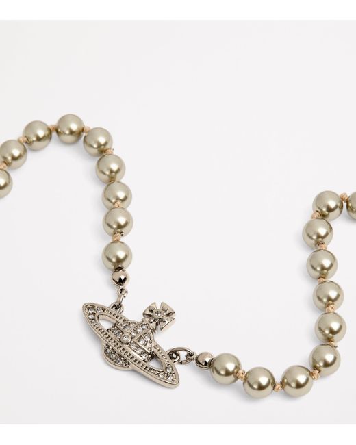 Vivienne Westwood Mini Embellished Bas Relief Pearl Necklace in ...