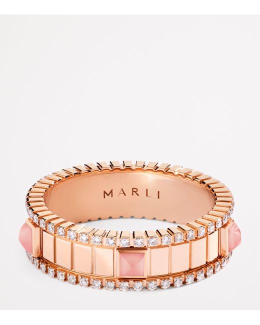 Marli New York Diamond And Quartzite Life Spinning Ring in Pink | Lyst