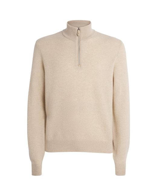 Ralph Lauren Cashmere Quarter-Zip Sweater in Natural for Men | Lyst