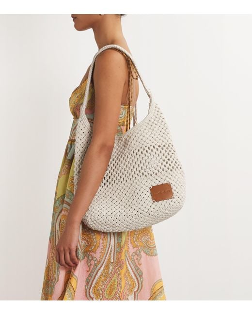 Zimmermann Crochet Shoulder Bag in White | Lyst
