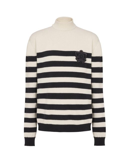 Balmain Wool-Cashmere Stripe Mariniere Sweater in White for Men | Lyst
