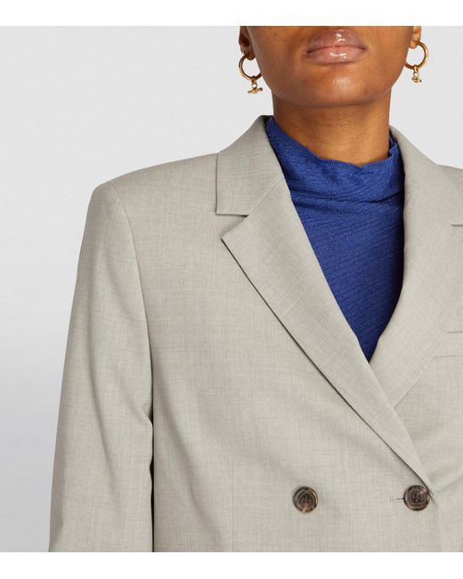 Theory Double-Breasted Square Blazer in Natural | Lyst