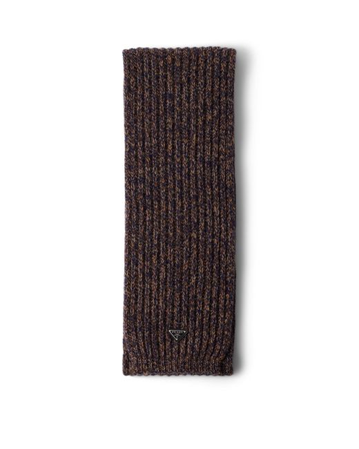 Prada Wool-Cashmere Logo Scarf in Brown for Men | Lyst UK