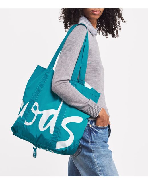 Harrods Logo Pocket Shopper Bag in Blue | Lyst UK