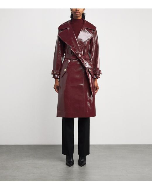 Alice + Olivia Faux Leather Nevada Trench Coat in Red | Lyst UK