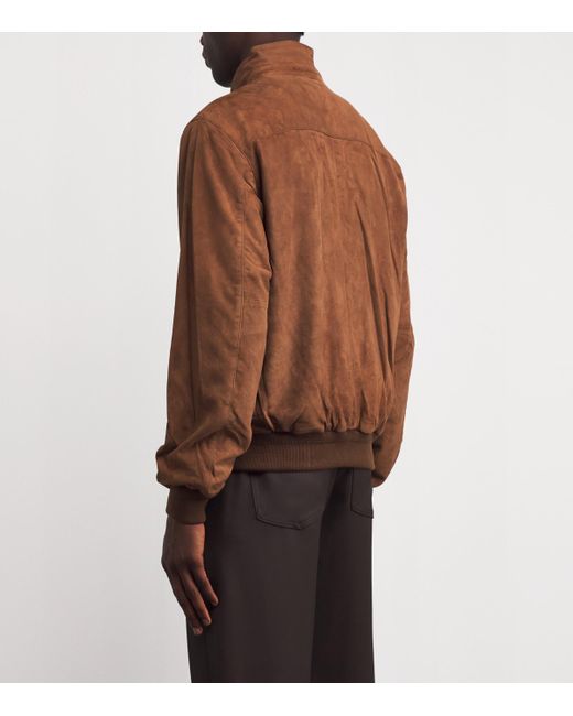 Polo Ralph Lauren Goat Suede Bomber Jacket in Brown for Men | Lyst