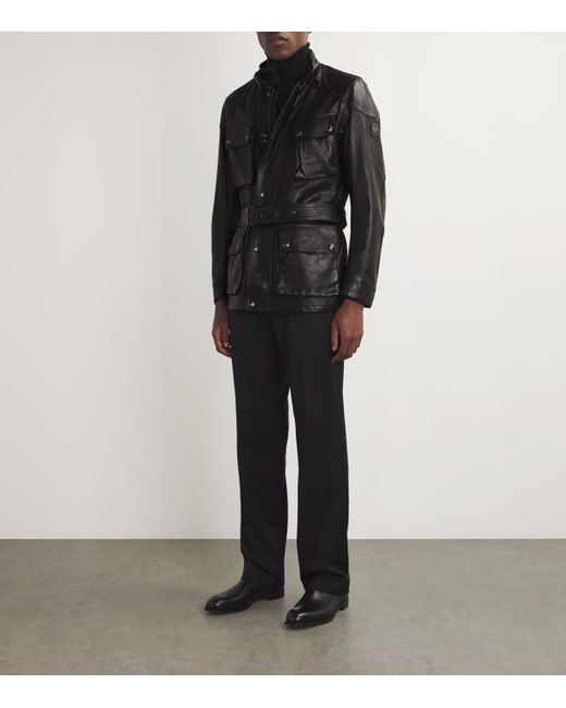 Belstaff Leather Trailmaster Panther Jacket in Black for Men | Lyst