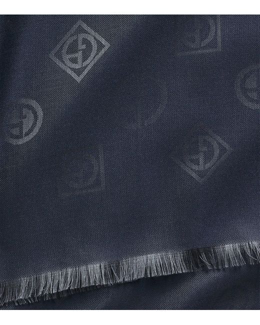 Giorgio Armani Silk Monogram Stole Scarf in Blue for Men | Lyst UK