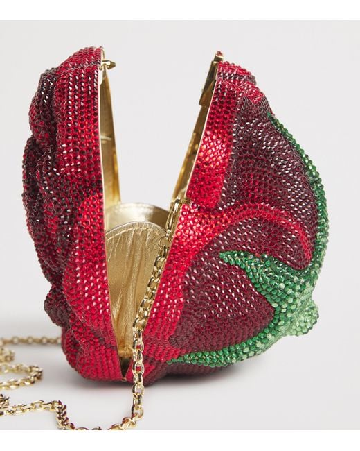 Judith Leiber Crystal-Embellished Rose Clutch Bag in Red | Lyst UK
