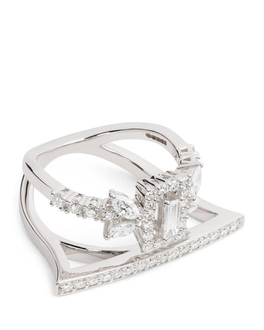 YEPREM And Diamond Y-Not Stackable Ring in White | Lyst