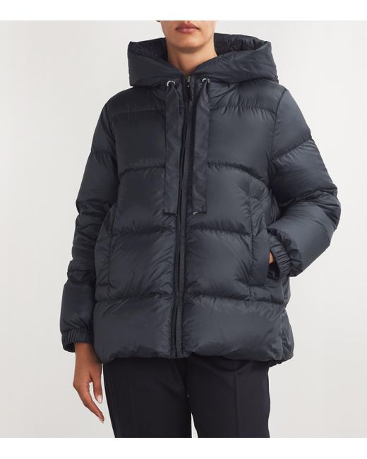 Max Mara Hooded Puffer Jacket in Gray | Lyst