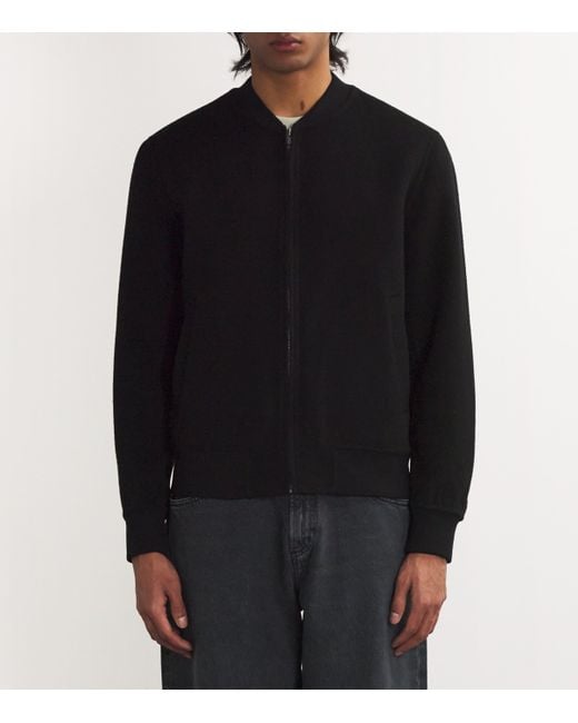 Sandro Wool-Blend Bomber Jacket in Black for Men | Lyst UK