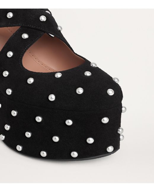 Alaïa Suede Studded Criss-Cross Wedges 110 in Black | Lyst