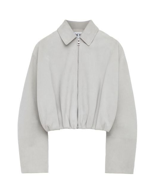 Loewe Draped Suede Jacket in Gray | Lyst
