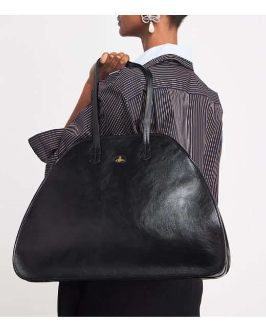 Vivienne Westwood Leather Yasmine Tote Bag in Black | Lyst