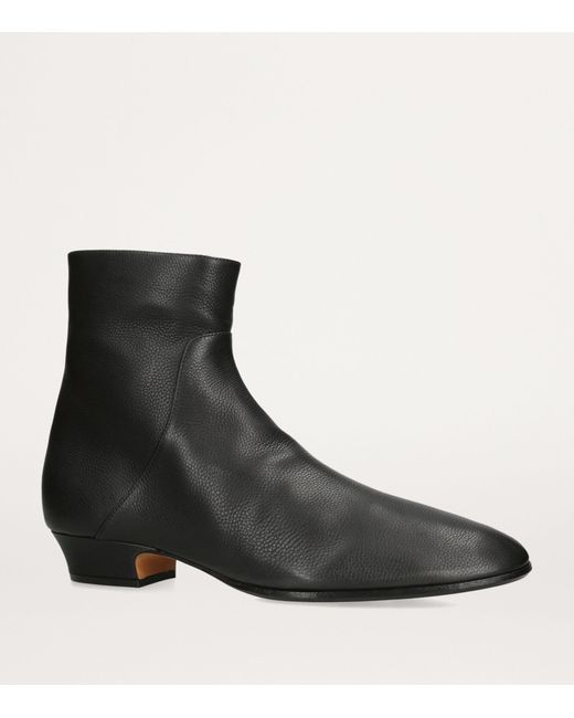 The Row Supple Leather Hereditas Ankle Boots in Black | Lyst