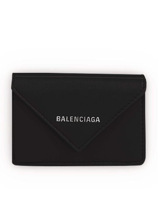 Balenciaga Mini Leather Papier Wallet in Black | Lyst