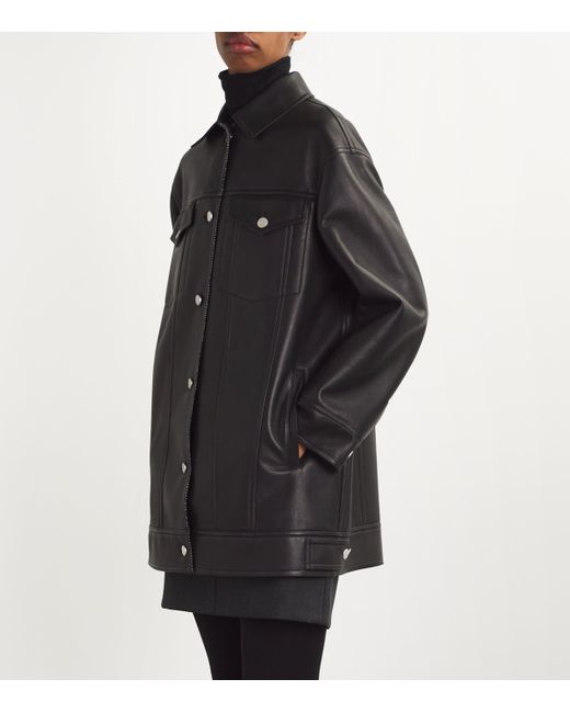 Max Mara Leather Tweed-Lined Jacket in Black | Lyst