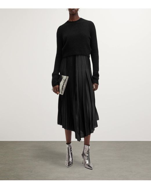AllSaints 2-In-1 Jax Midi Dress in Black | Lyst