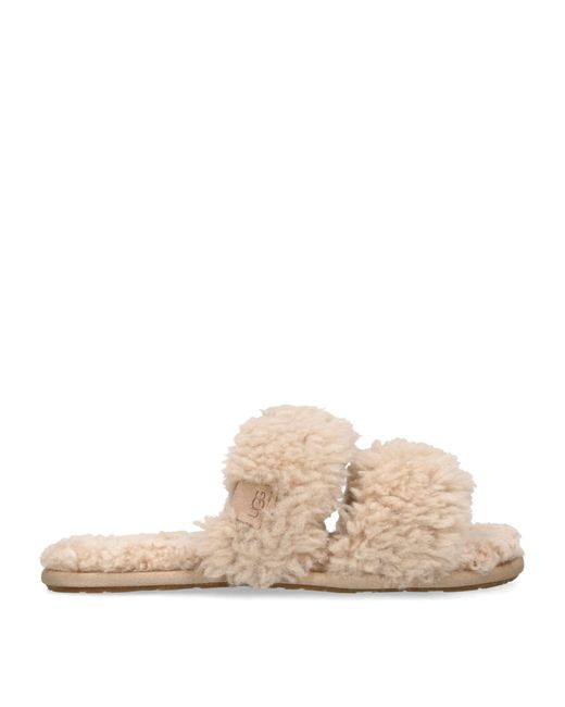 UGG Maxi Curly Shearling Sliders in Natural | Lyst