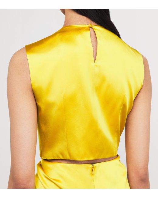Max Mara Silk Satin Hourglass Maxi Dress in Yellow | Lyst