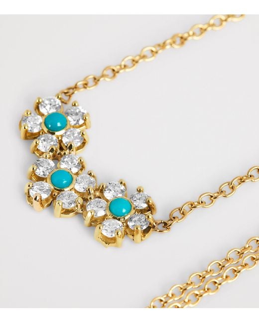 Jennifer Meyer Mini, Diamond And Flower Necklace in Metallic | Lyst UK