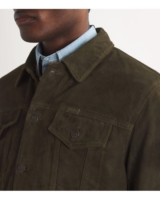 Polo Ralph Lauren Suede Trucker Jacket in Green for Men | Lyst