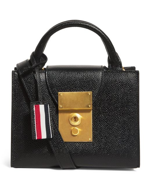 Thom Browne Mini Leather Mr. Thom Tote Bag in Black | Lyst