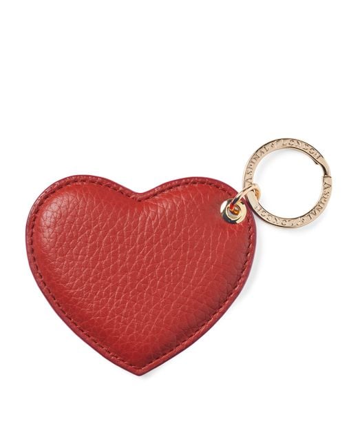 Aspinal of London Leather Heart Keyring in Red | Lyst