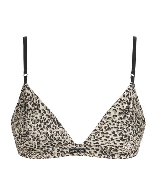 Calvin Klein Satin Signature Triangle Bra in Natural | Lyst
