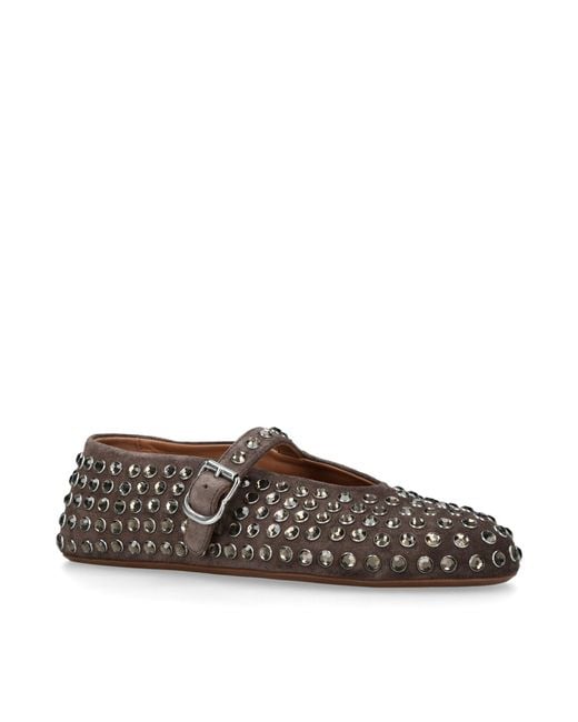 Alaïa Crystal-Embellished Ballet Flats in Brown | Lyst UK