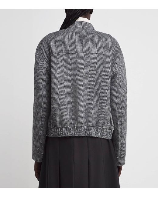 JOSEPH Virgin Wool Herringbone Gustave Bomber Jacket in Gray | Lyst