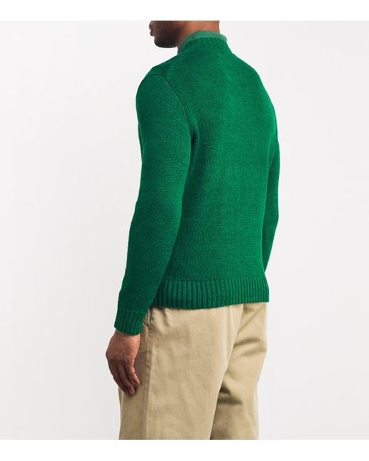 Polo Ralph Lauren Linen-Cotton Polo Bear Sweater in Green for Men | Lyst