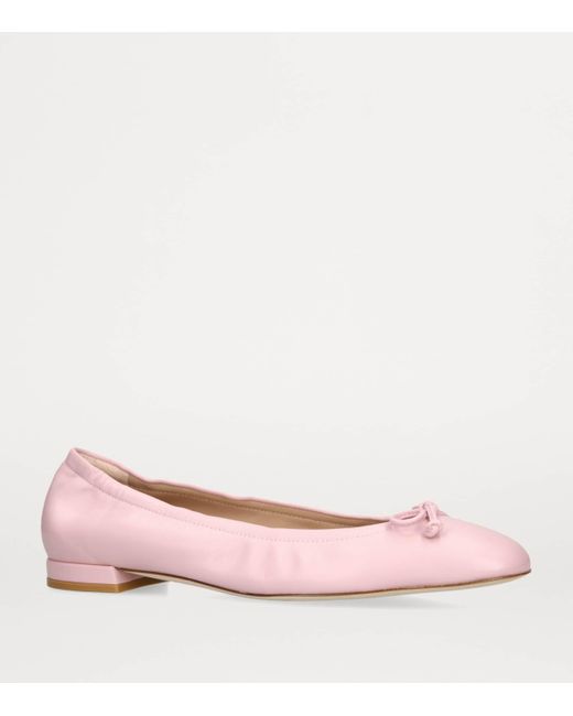 Stuart Weitzman Leather Bria Ballet Flats in Pink | Lyst